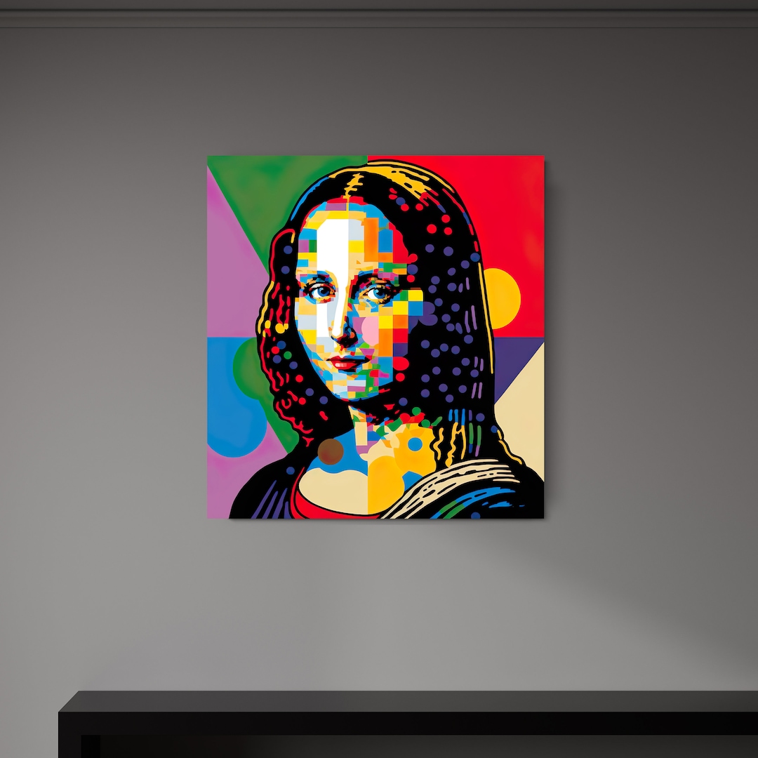 A Modern Mona Lisa Pop Art Poster in a Mixed 8bit Retro Style Mona Lisa ...
