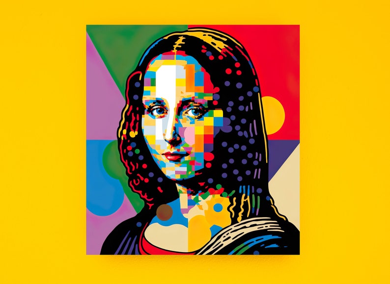 A Modern Mona Lisa Pop Art Poster in a Mixed 8bit Retro Style - Etsy