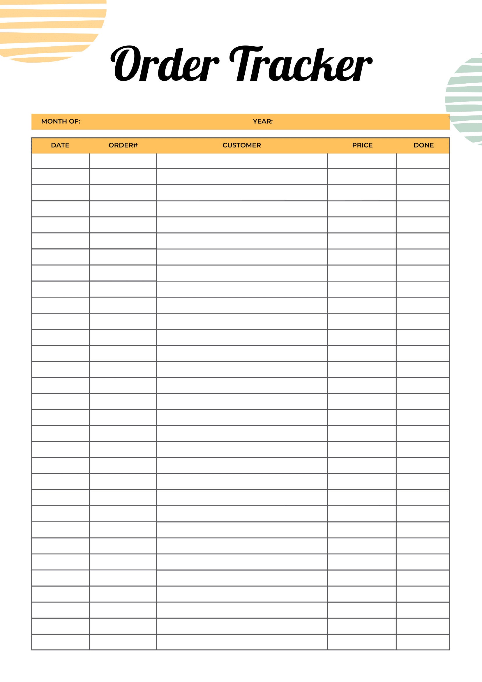 Order Form Template Printable Business Instant Download - Etsy