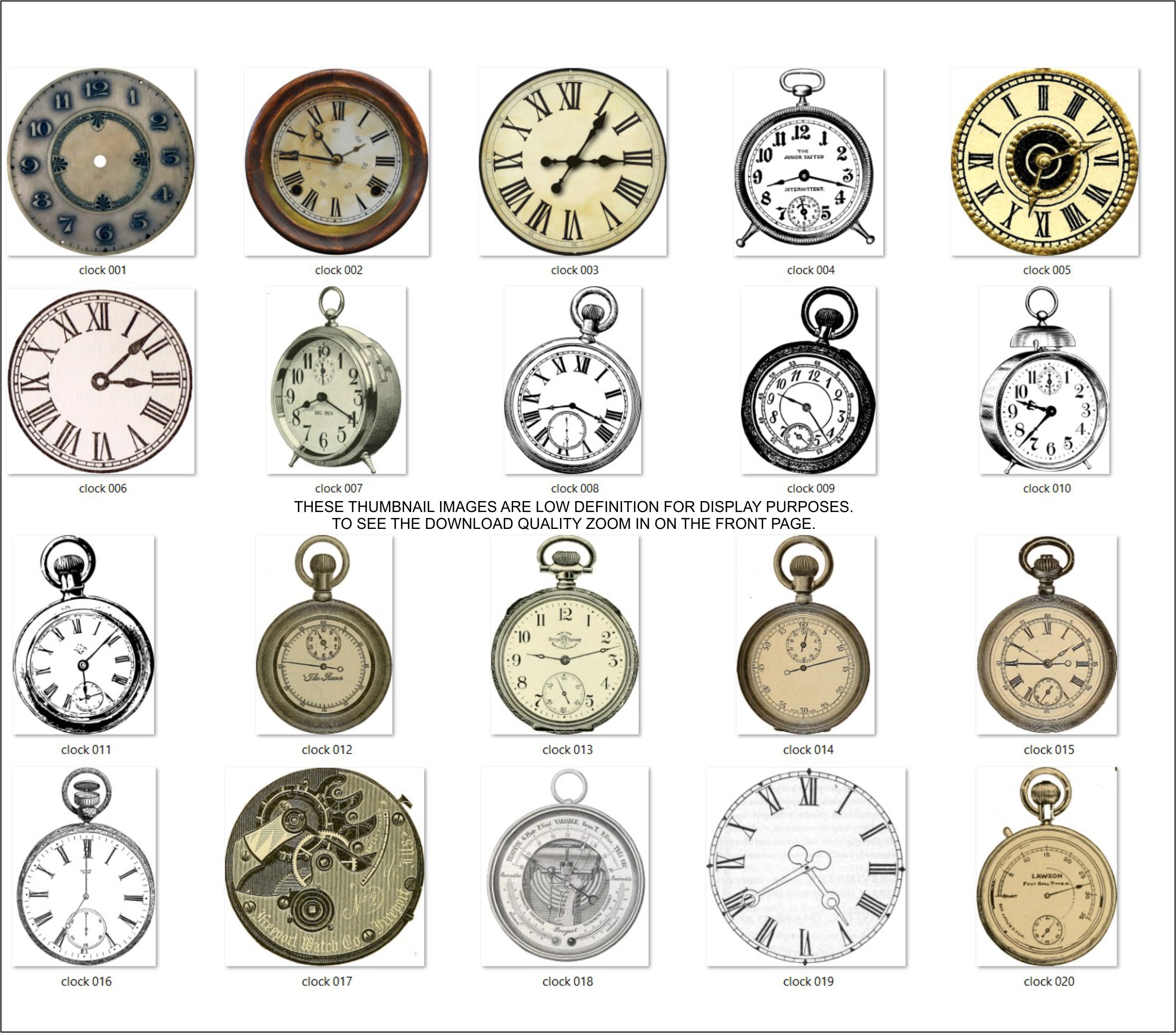 Vintage Clock Faces Clipart. Antique Clock Clipart, Vintage Watch ...