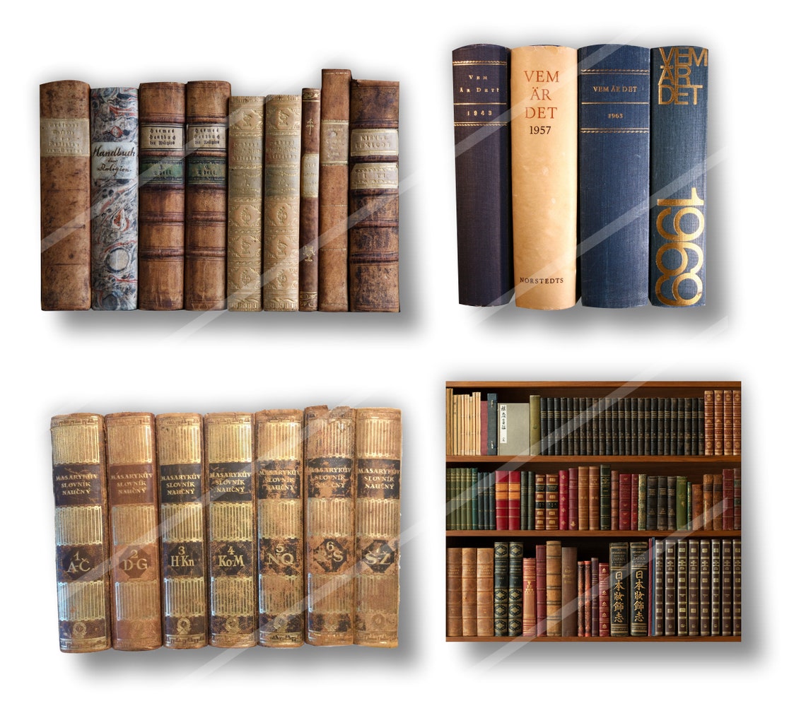 Antique Book Spines.ornate Book Cover.old Bookbook - Etsy