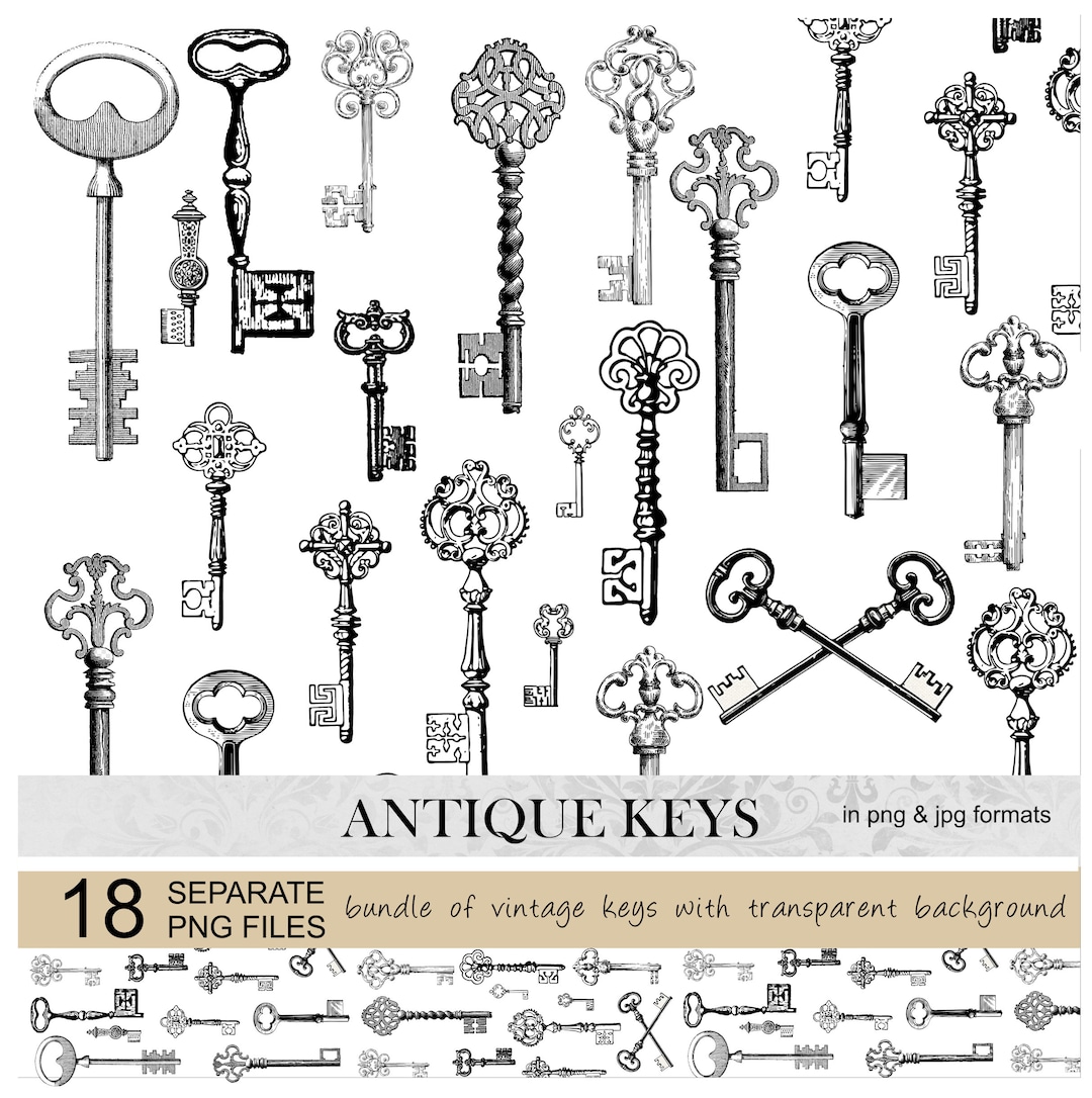 Antique Keys Illustration.vintage Victorian Keys.printable Scrapbook ...