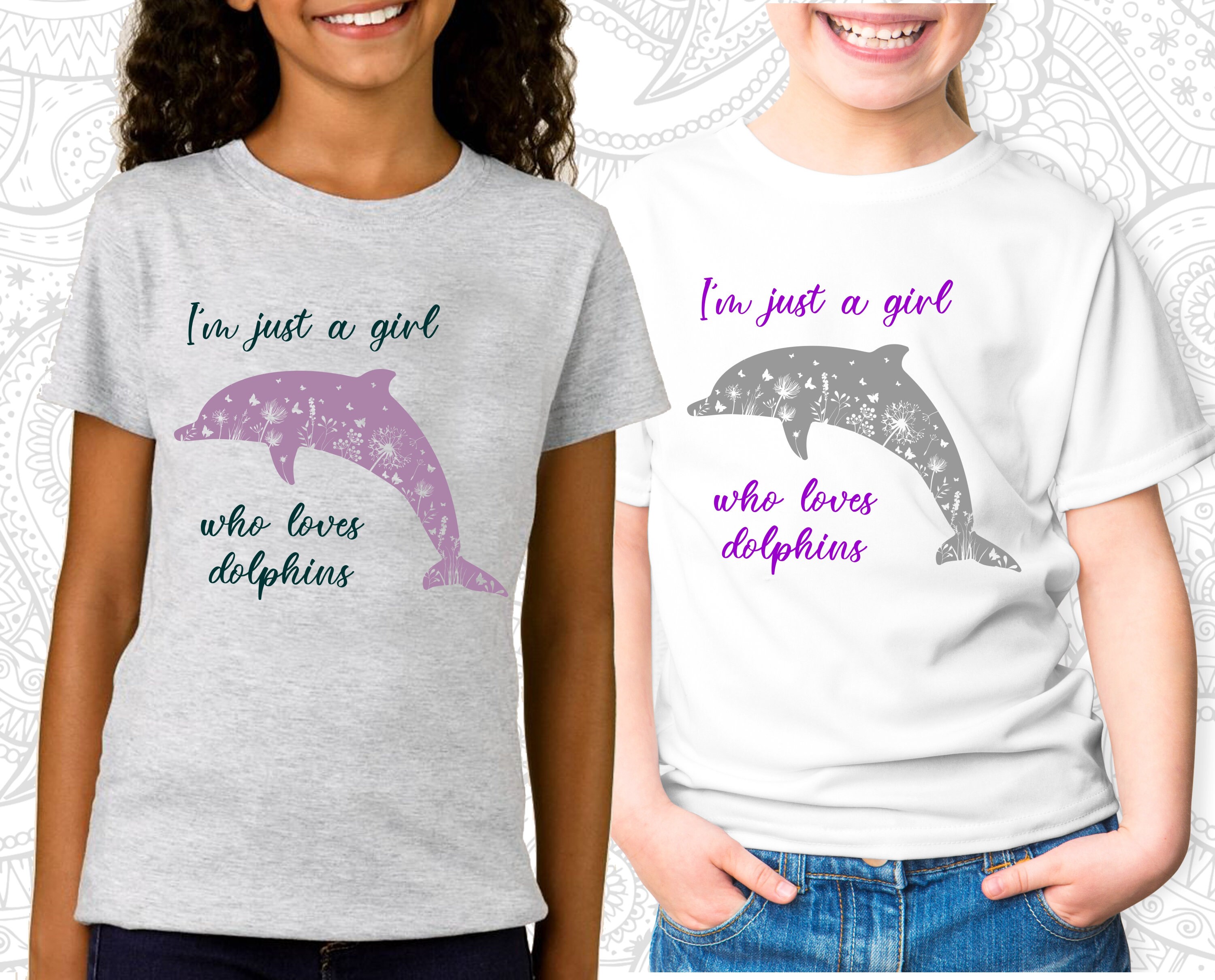 Floral Dolphin Svg.floral Dolphin Clipart.digital Download.dolphin ...