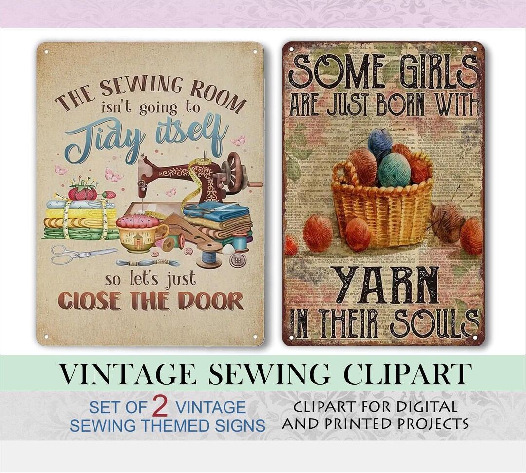 Vintage Sewing Wall Art Sign.retro Craft Room Decor.antique Sewing Sign ...