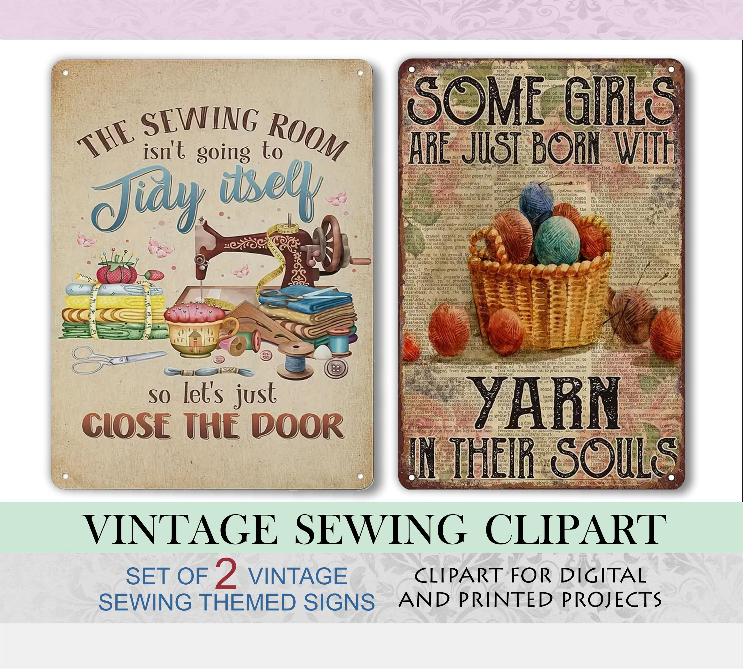 Vintage Sewing Wall Art Sign.retro Craft Room Decor.antique Sewing Sign ...