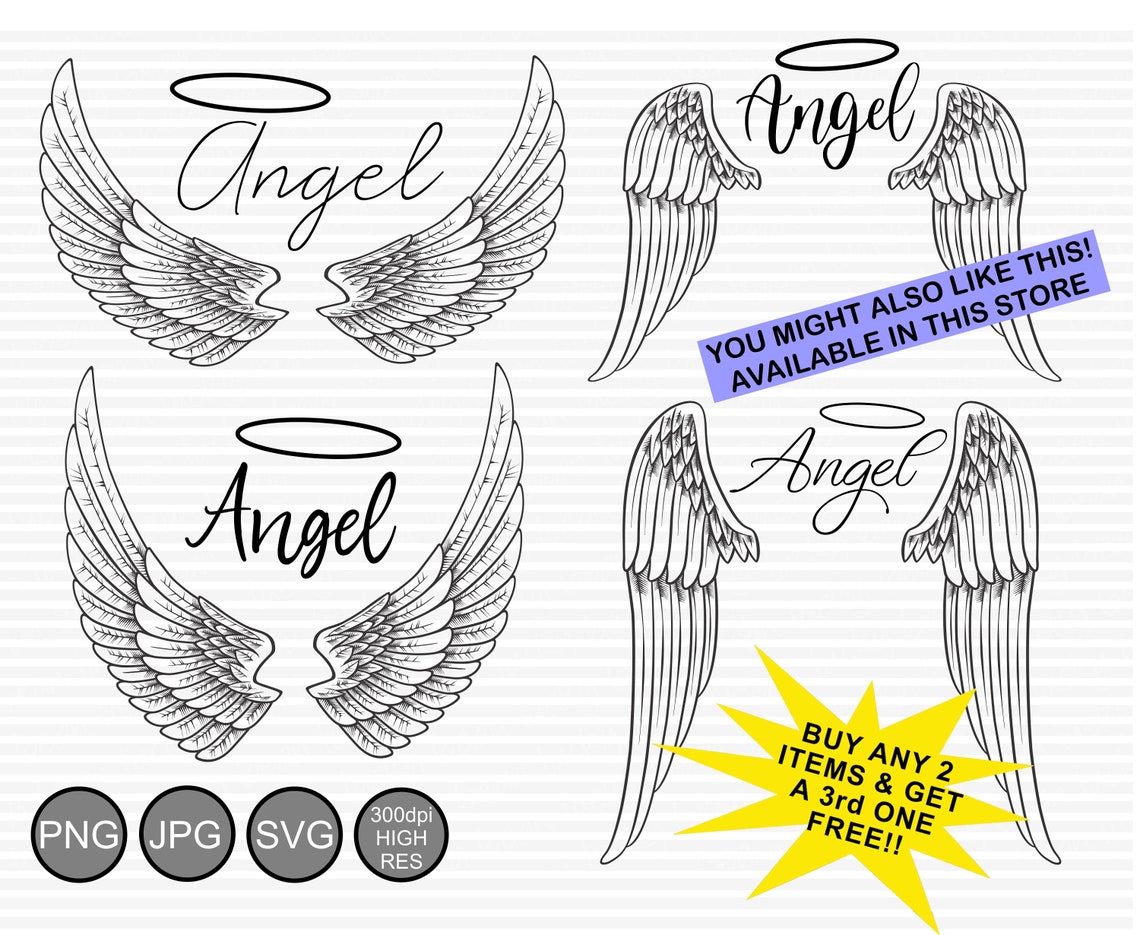 Angel Wings Svg Clipart.pink Angel Wings.angel Wings Vector Svg.white ...