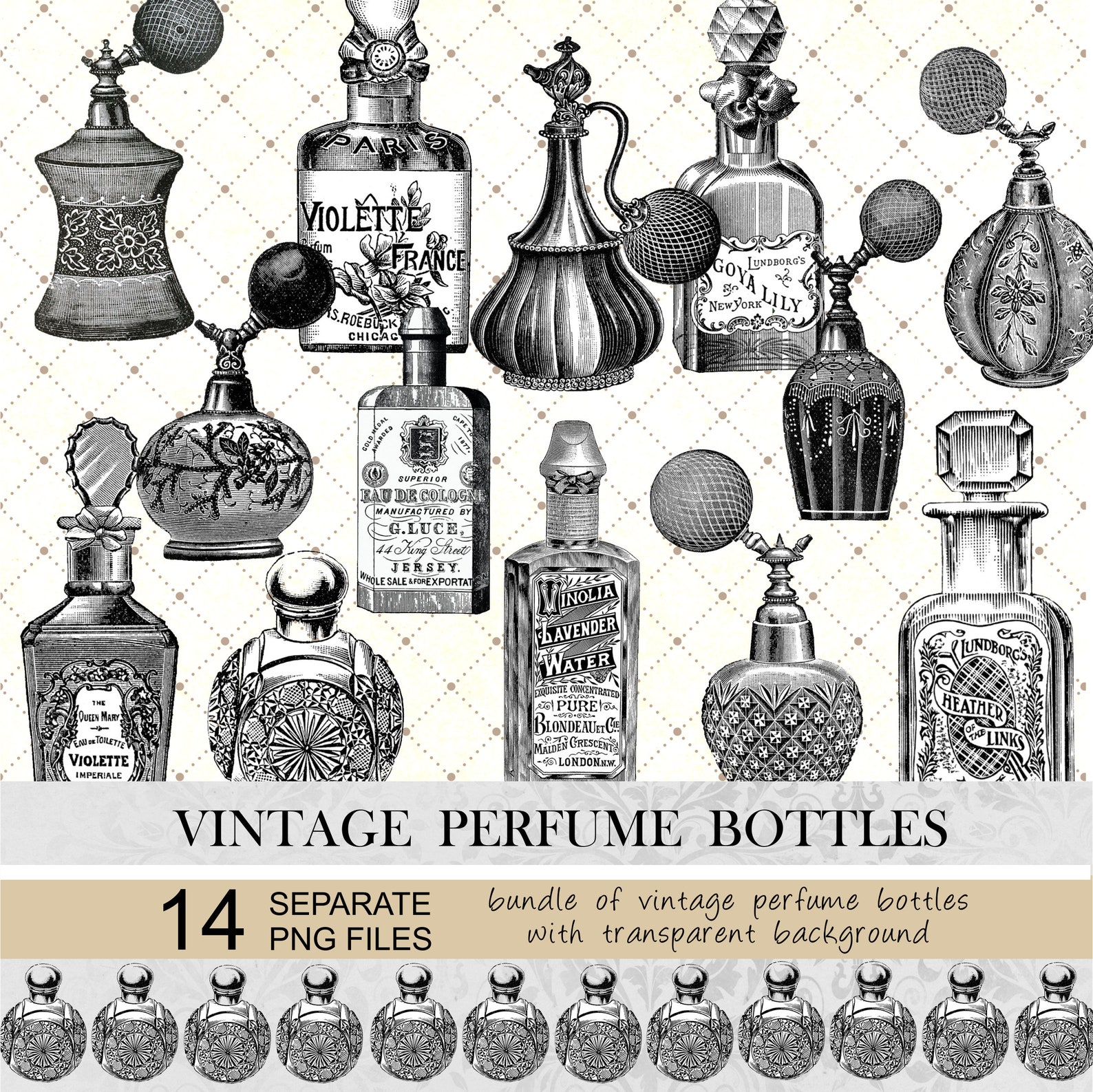 Vintage Perfume Bottles Clipart.perfume Bottle Digital Download.old ...