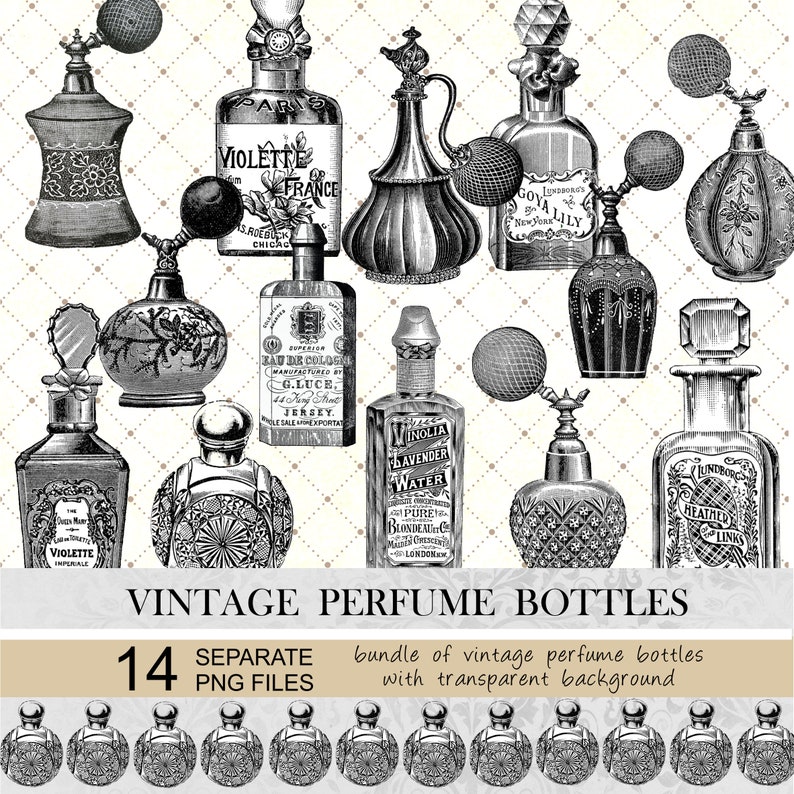 Vintage Perfume Bottles Clipart.perfume Bottle Digital Download.old ...