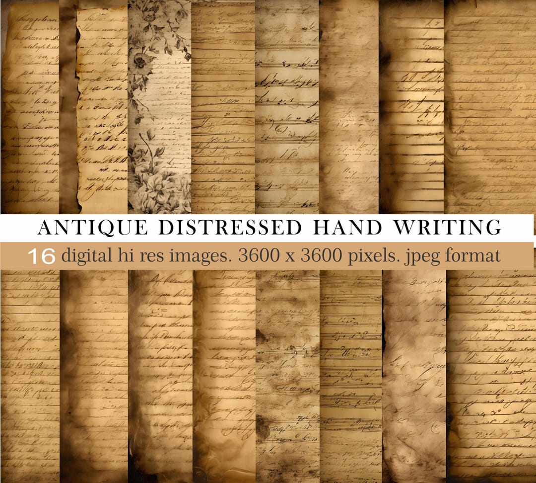 Antique Handwriting Digital Paper | Vintage Script Backgrounds ...