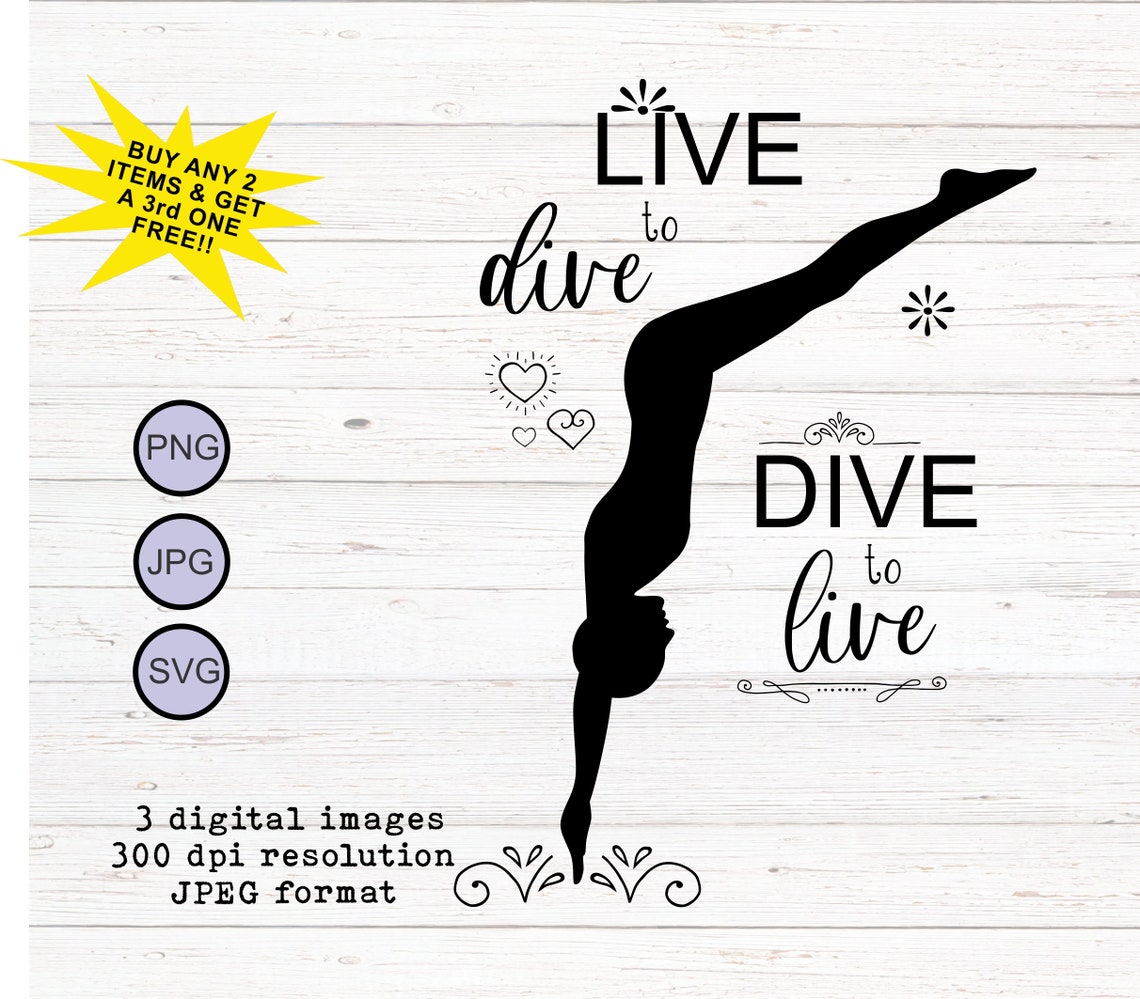 Diving Svg.diving Girl Clipart.cricut Cut File.high Board Diving ...
