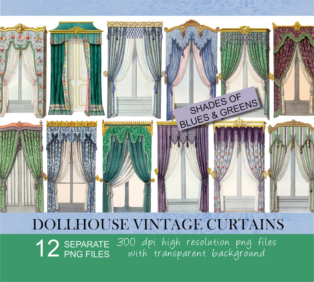 Dollhouse Ornate Vintage Curtains. 1:12 Scale Dollhouse Decor.victorian ...