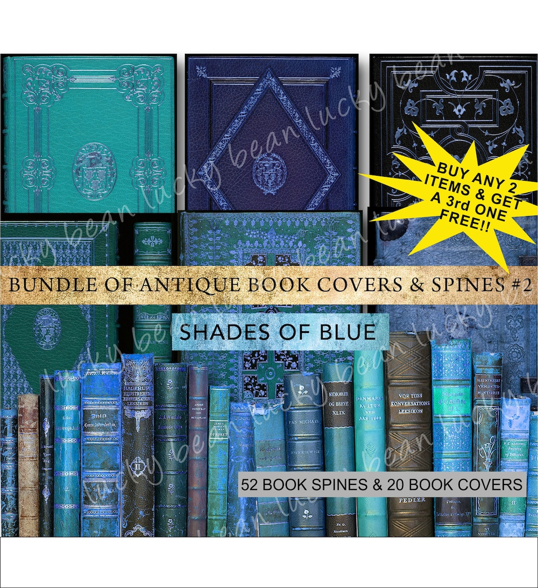 Antique Book Cover.book Spine.blue Books.victorian Book Cover.dolls ...