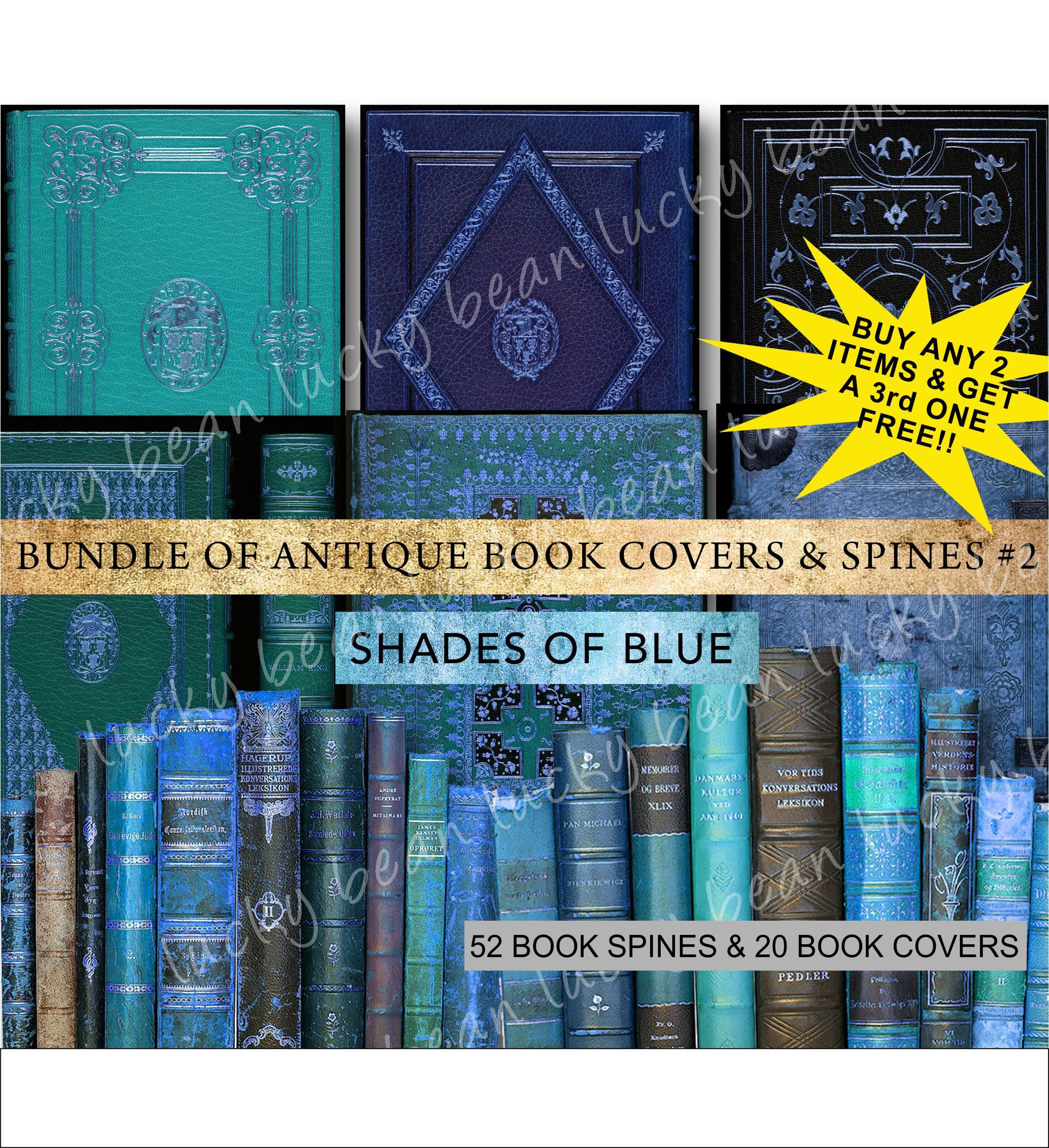 Antique Book Cover.book Spine.blue Books.victorian Book Cover.dolls ...