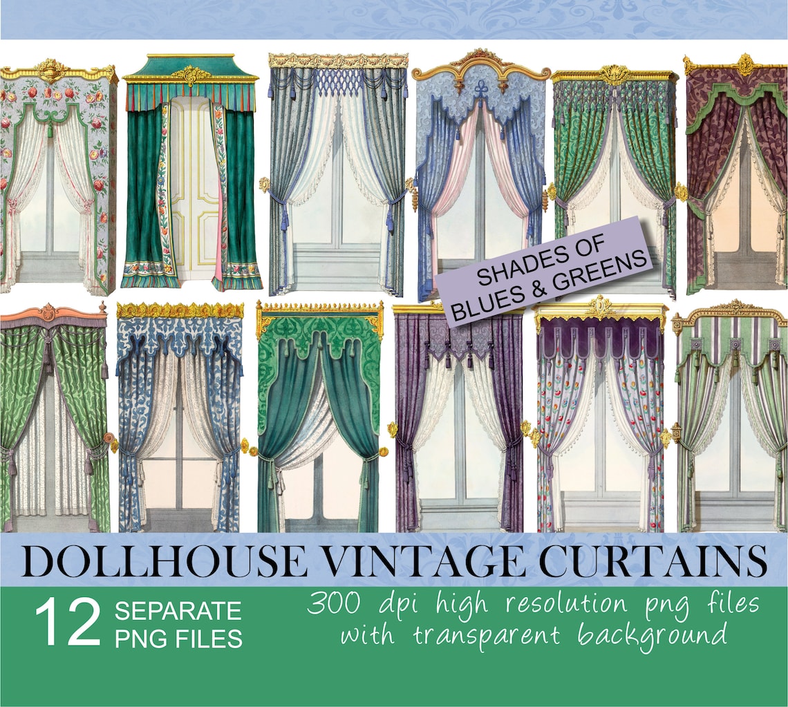 Dollhouse Ornate Vintage Curtains. 1:12 Scale Dollhouse Decor.victorian ...