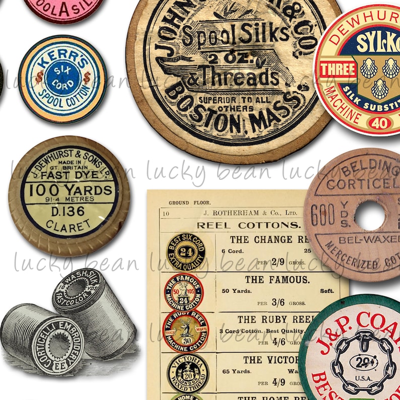 Antique Thread Spool Labels.vintage Cotton Reel.antique Spool Labels ...