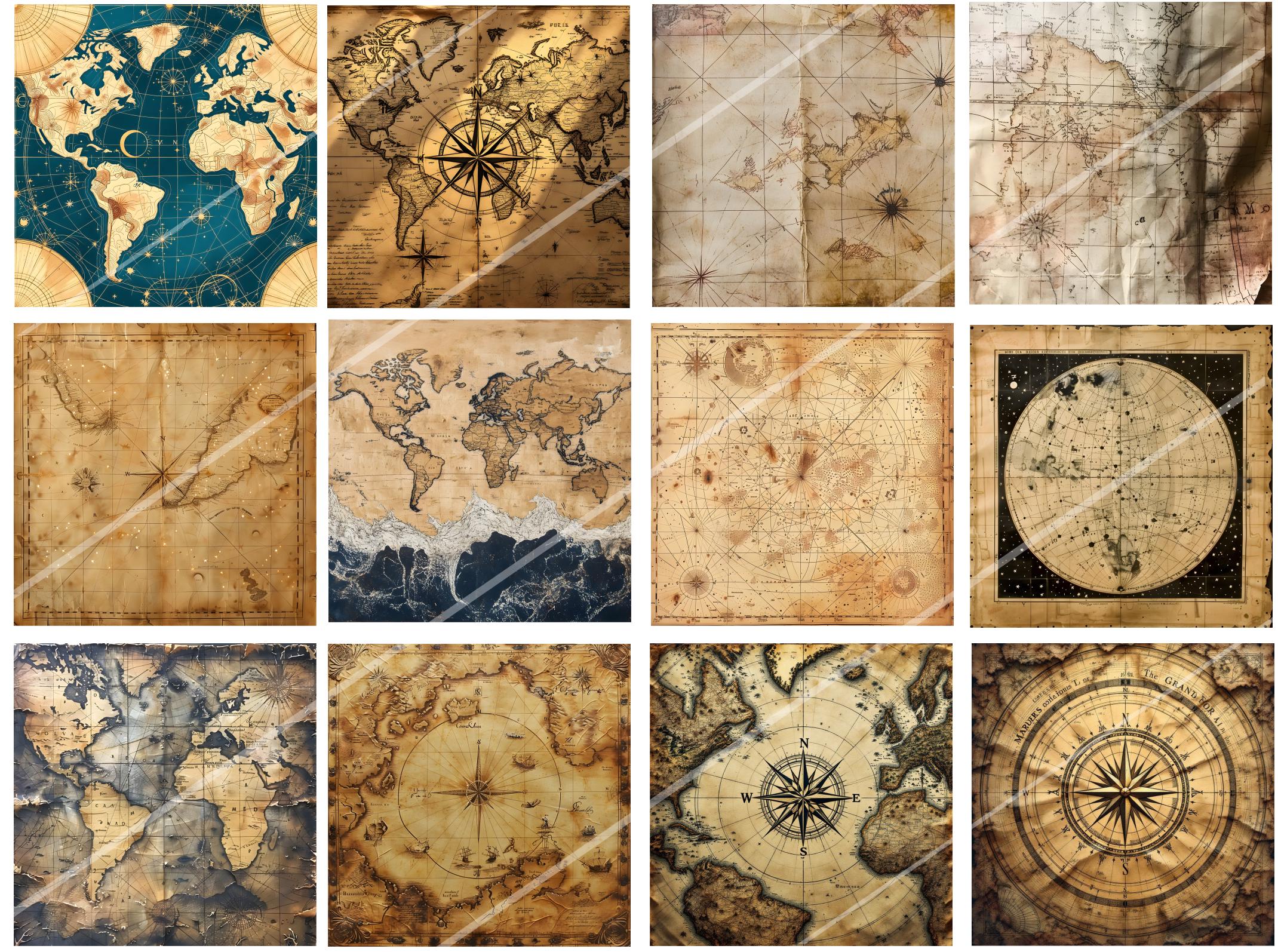 Antique Maps Digital Paper, Vintage Maps, World Map Scrapbook Paper ...