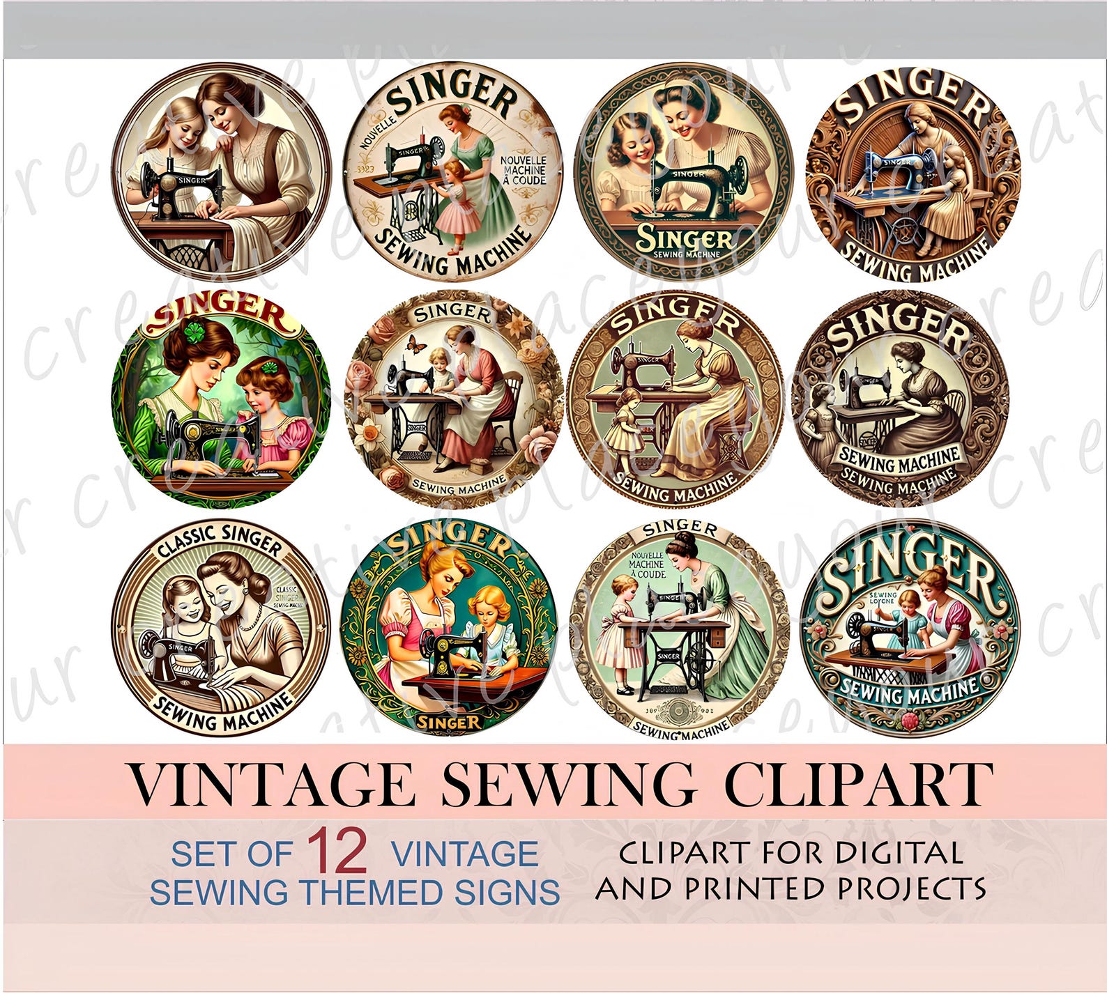 Singer Sewing Machine Vintage Art.antique Spool Labels.vintage Sewing ...