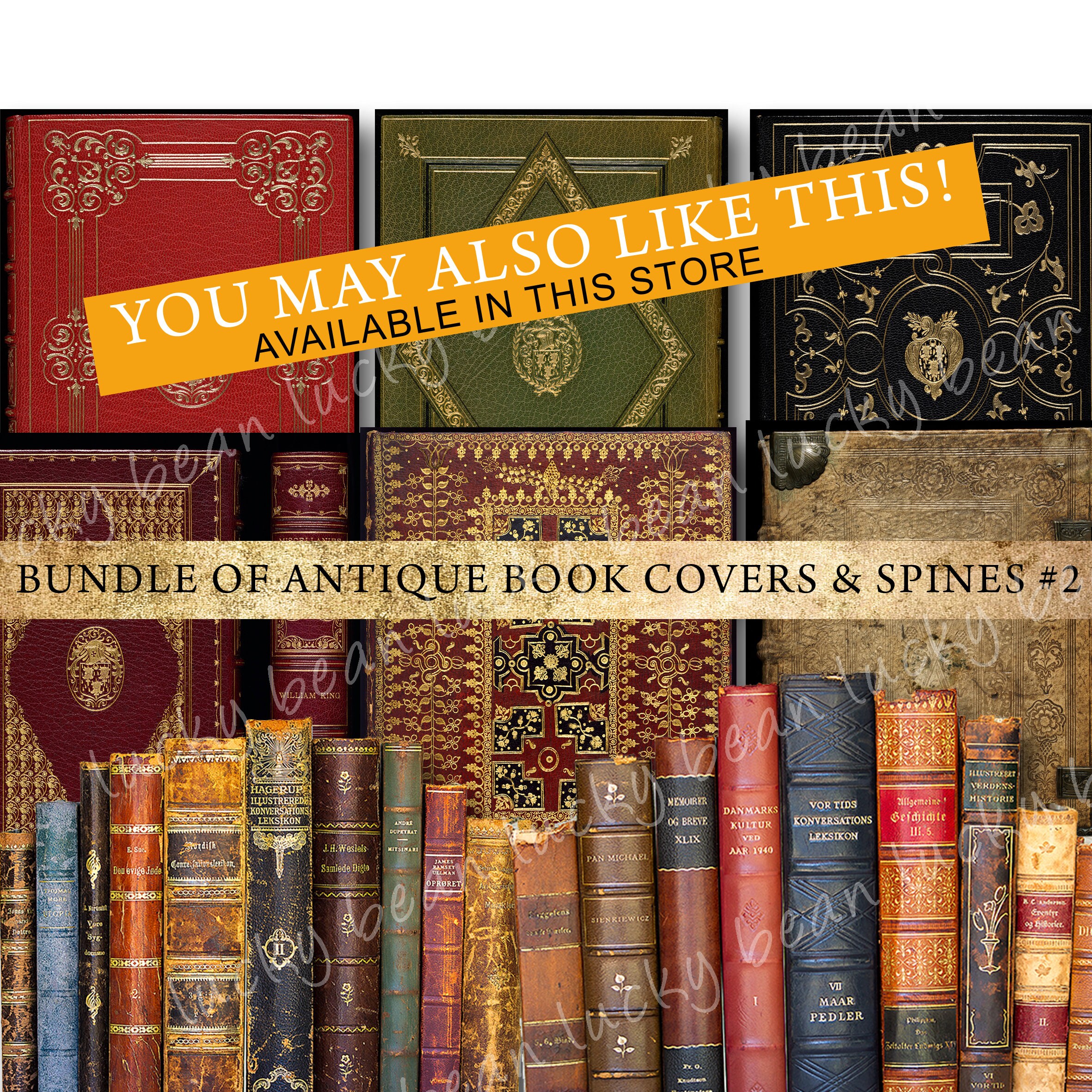 Antique Book Spines Clipart.ornate Vintage Book.old Books.antique Library.vintage Book Covers ...