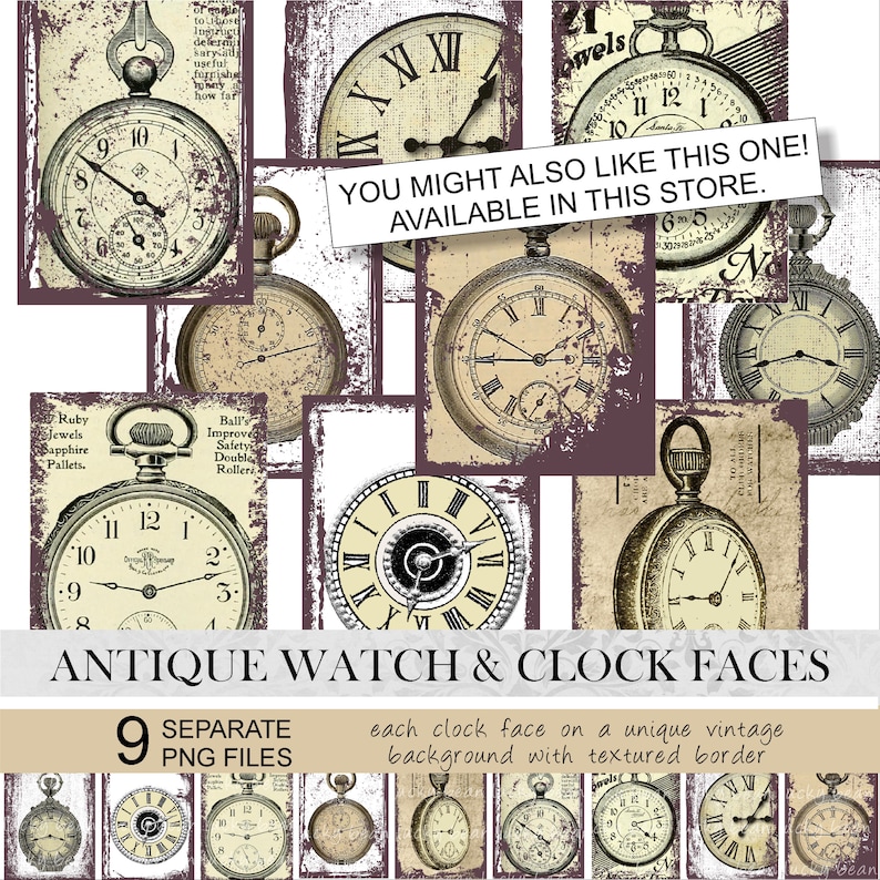 Vintage Clock Faces.antique Clock Clipart,vintage Watch,old Watch ...