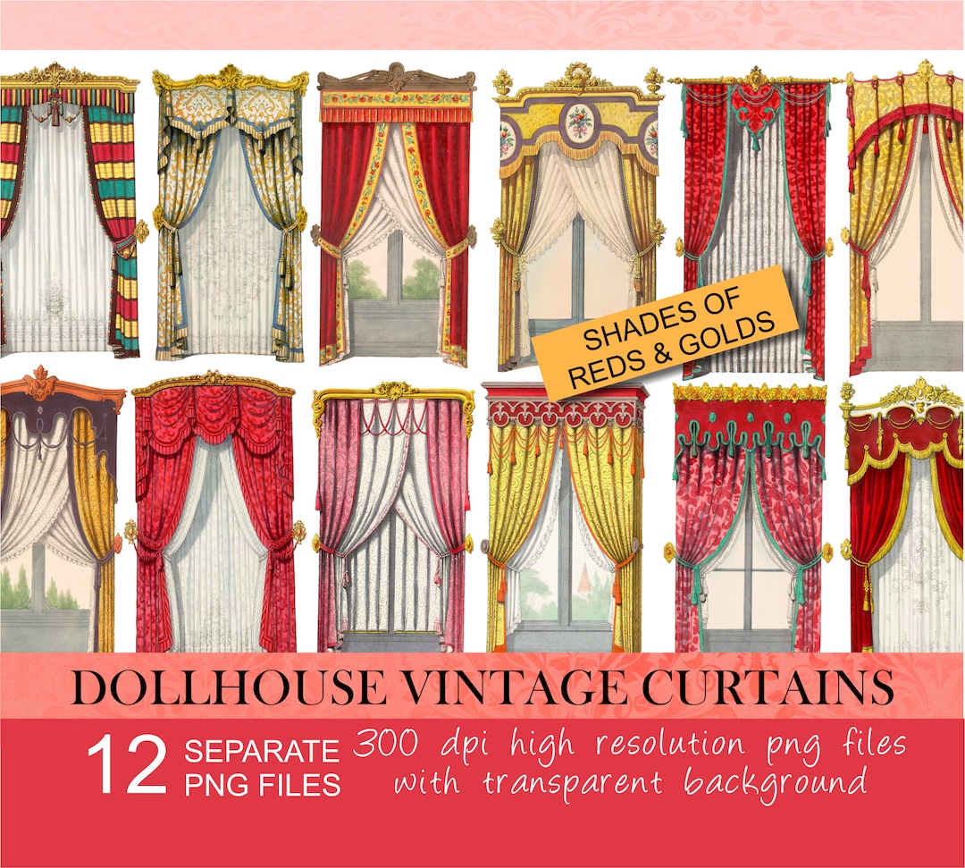 Dollhouse Ornate Vintage Curtains. 1:12 Scale Dollhouse Decor.victorian ...