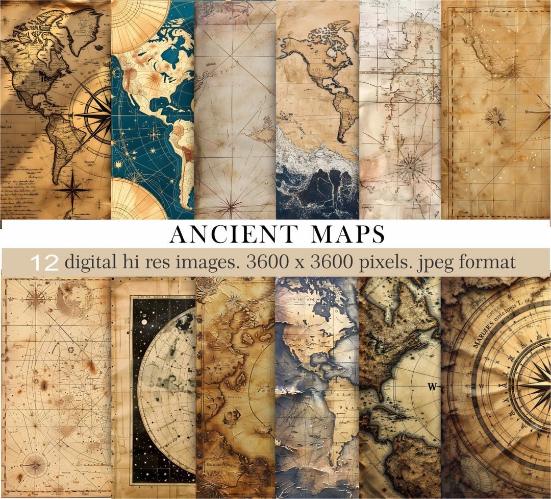 Antique Maps Digital Paper, Vintage Maps, World Map Scrapbook Paper ...