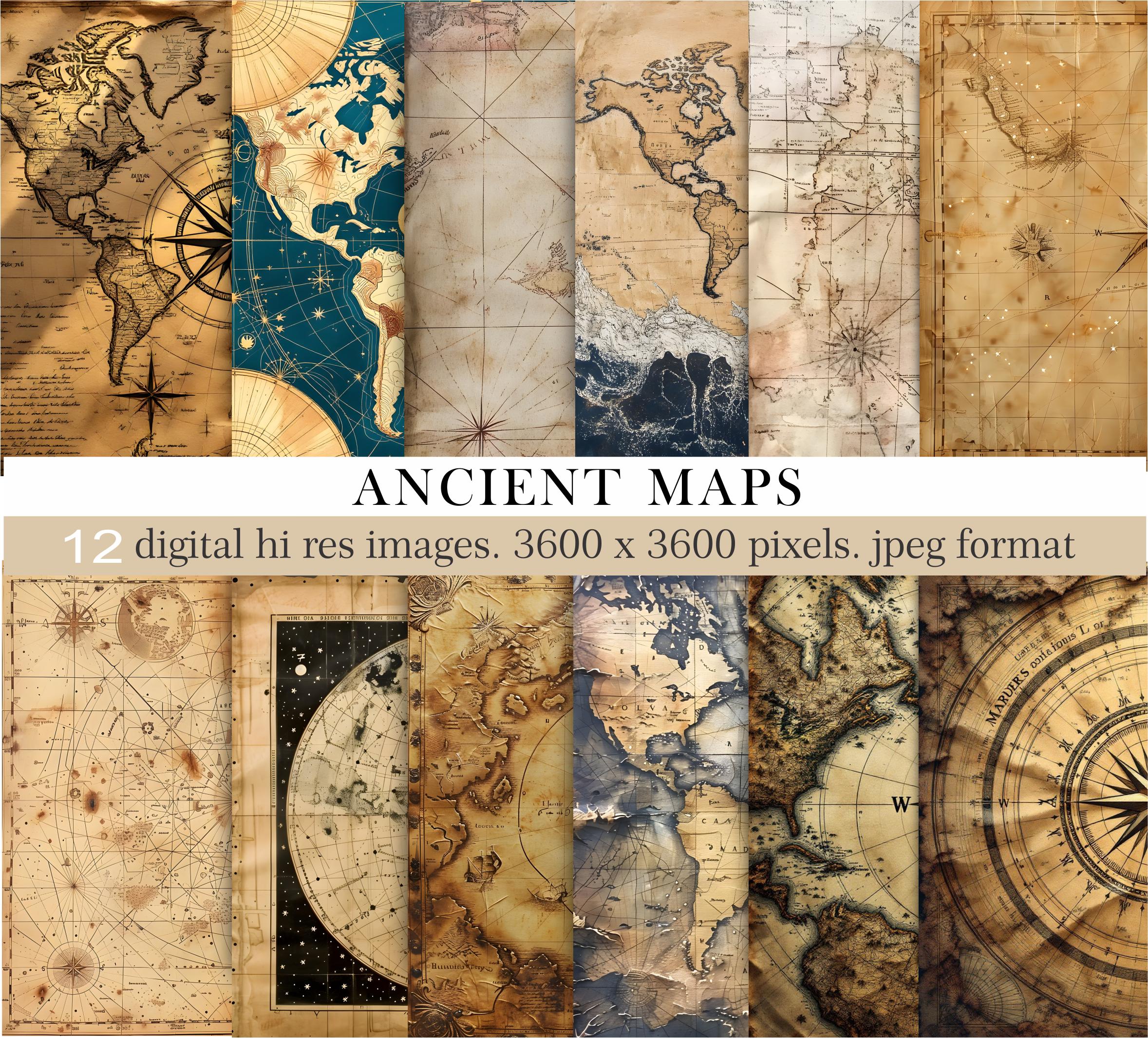 Antique Maps Digital Paper, Vintage Maps, World Map Scrapbook Paper ...