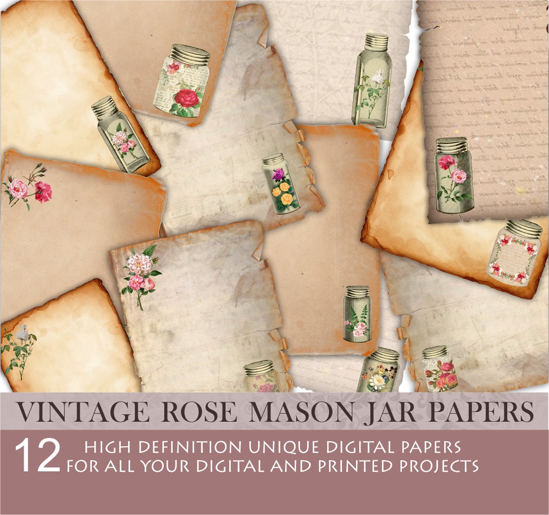 Vintage Floral Paper.digital Antique Rose Floral Paper.floral Vintage ...