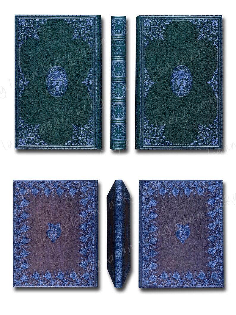Antique Book Cover.book Spine.blue Books.victorian Book Cover.dolls ...
