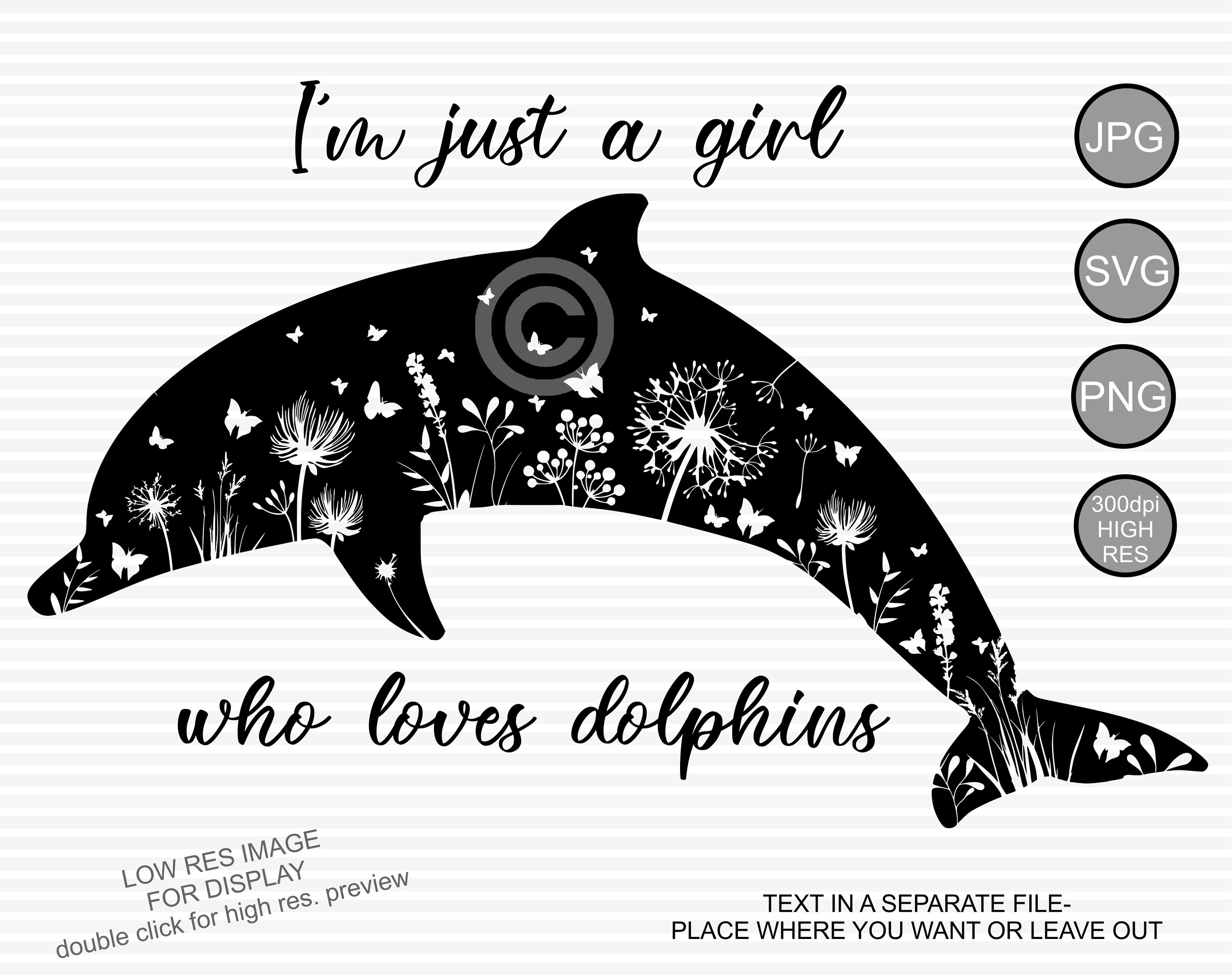 Floral Dolphin Svg.floral Dolphin Clipart.digital Download.dolphin ...