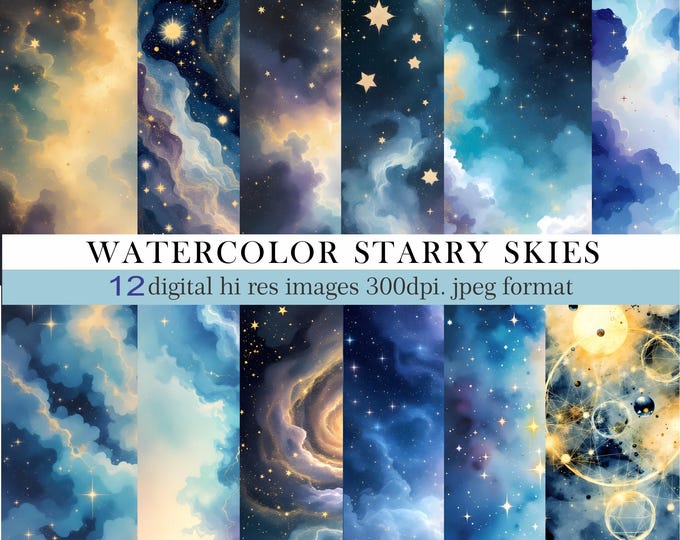Starry Sky DIGITAL Paper Pack - 8 12x12” Papers - Backgrounds, Space ...