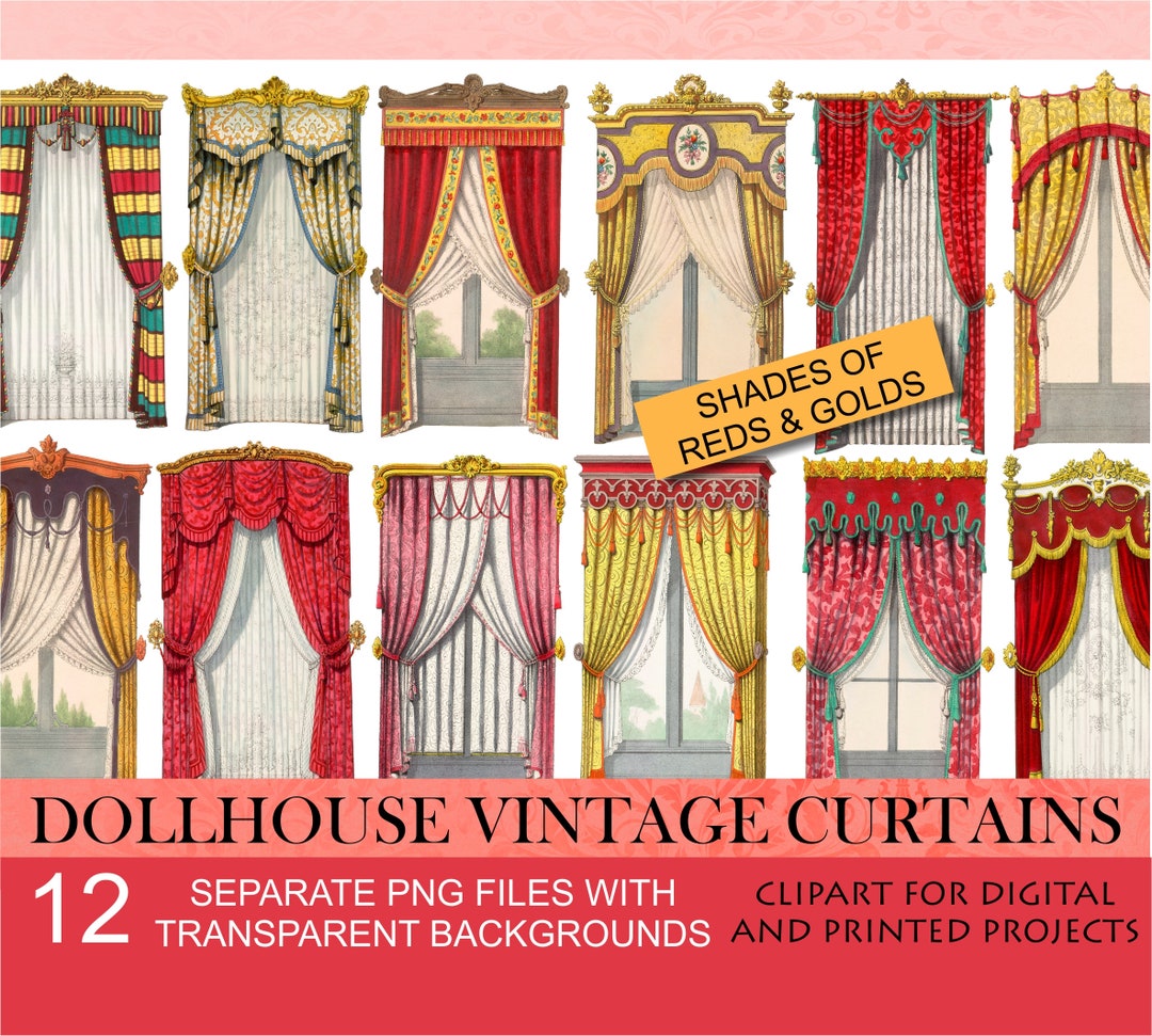 Dollhouse Ornate Vintage Curtains. 1:12 Scale Dollhouse Decor.victorian ...