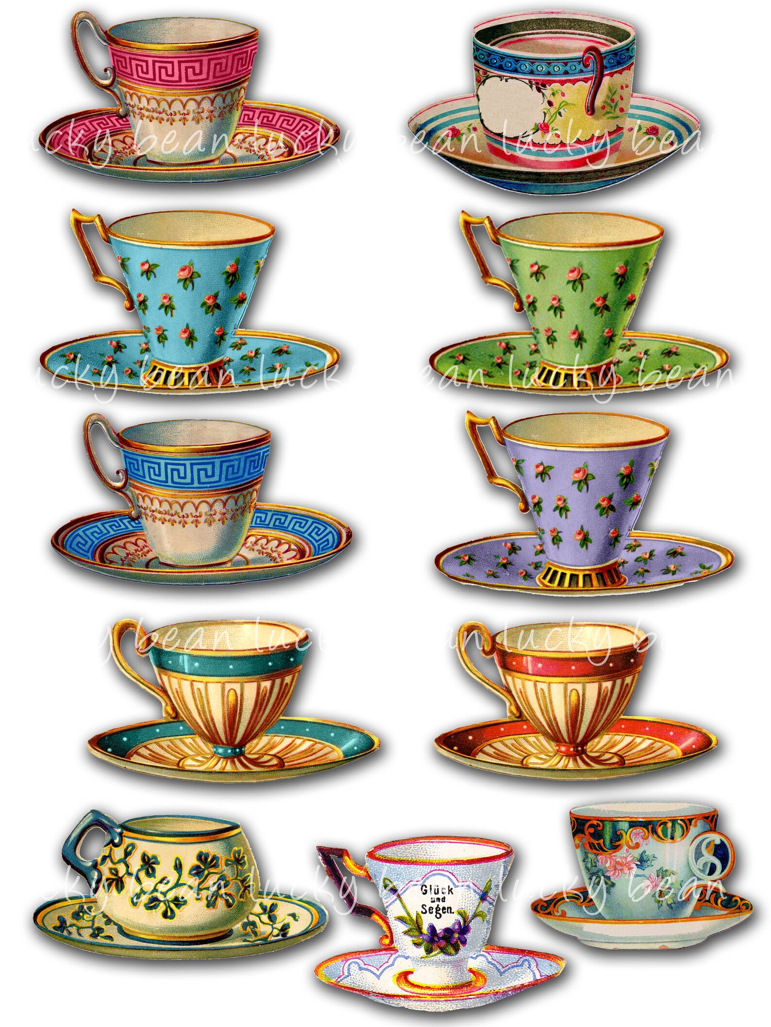 Cup and Saucer.teacups Vintage Collage Sheet.tea Cup Clipart.printable ...