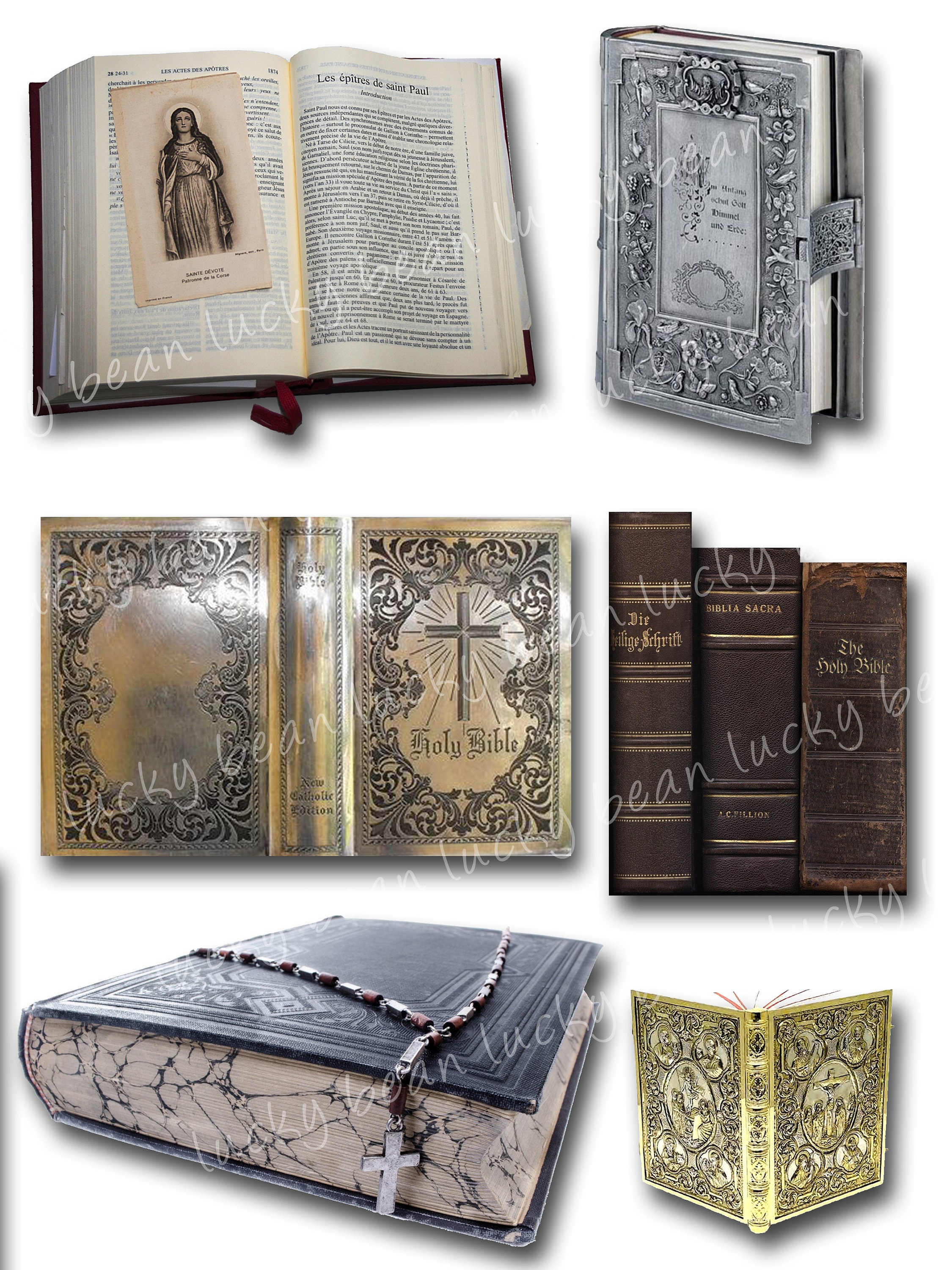 Vintage Bible Clipart. Ornate Antique & Modern Bibles. Christian Bible ...