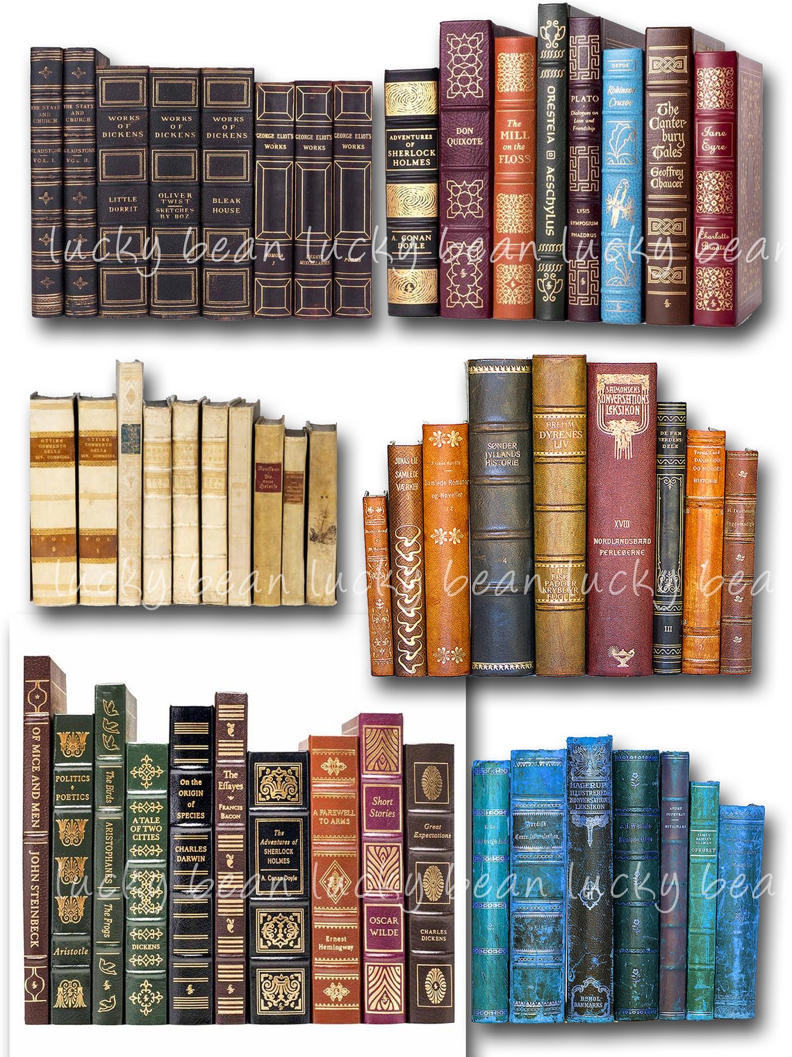 Antique Book Spines Clipart.ornate Vintage Book.old Books.antique Library.vintage Book Covers ...