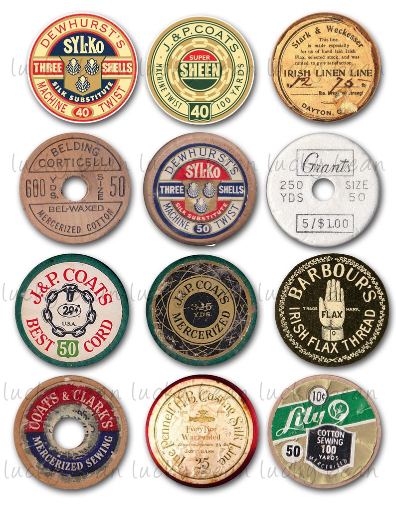 Antique Thread Spool Labels.vintage Cotton Reel.antique Spool Labels ...