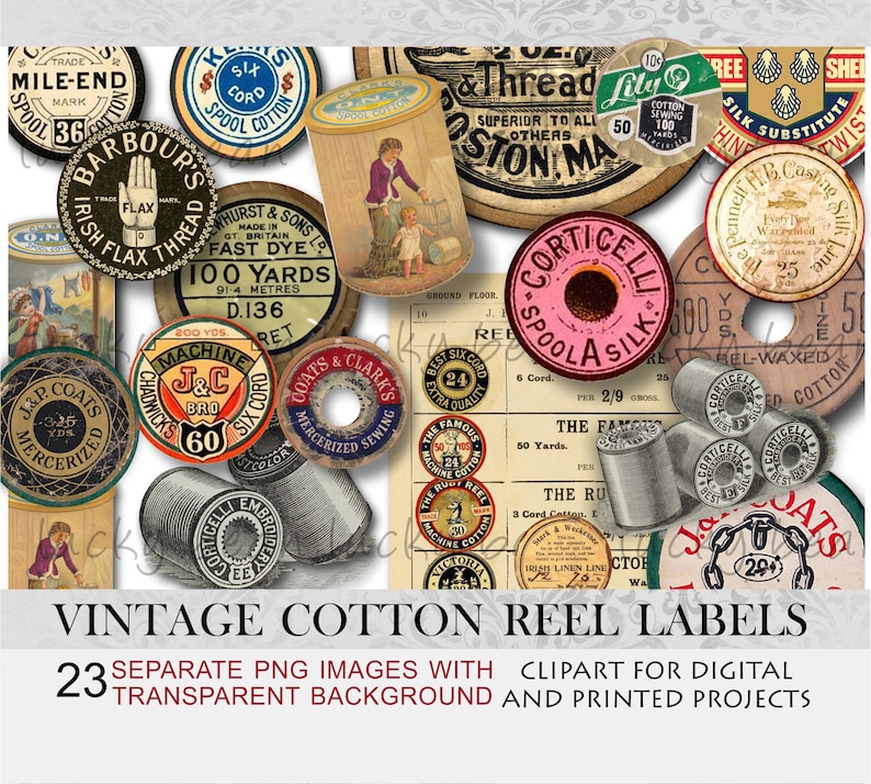 Antique Thread Spool Labels.vintage Cotton Reel.antique Spool Labels ...