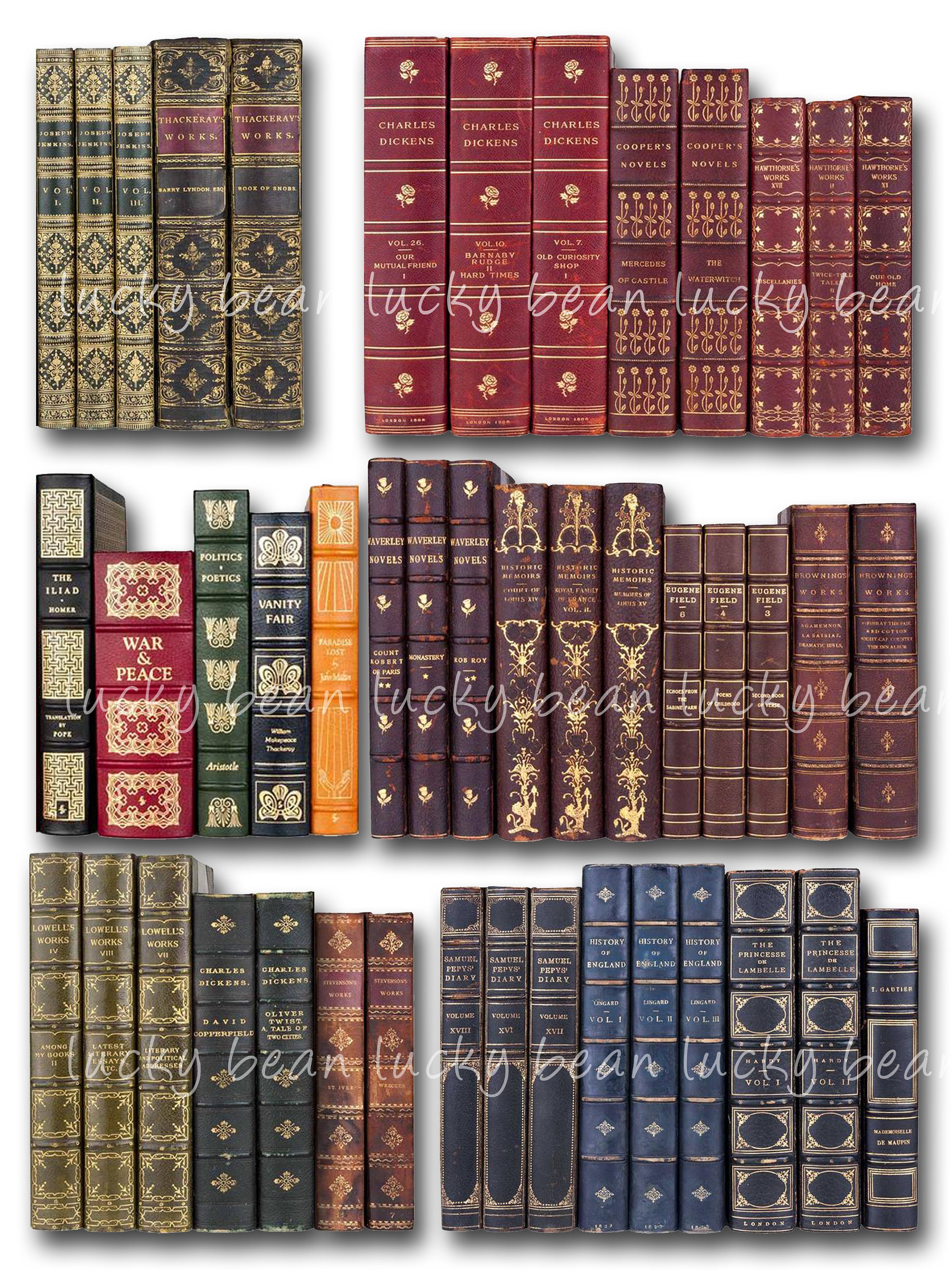 Antique Book Spines Clipart.ornate Vintage Book.old Books.antique Library.vintage Book Covers ...