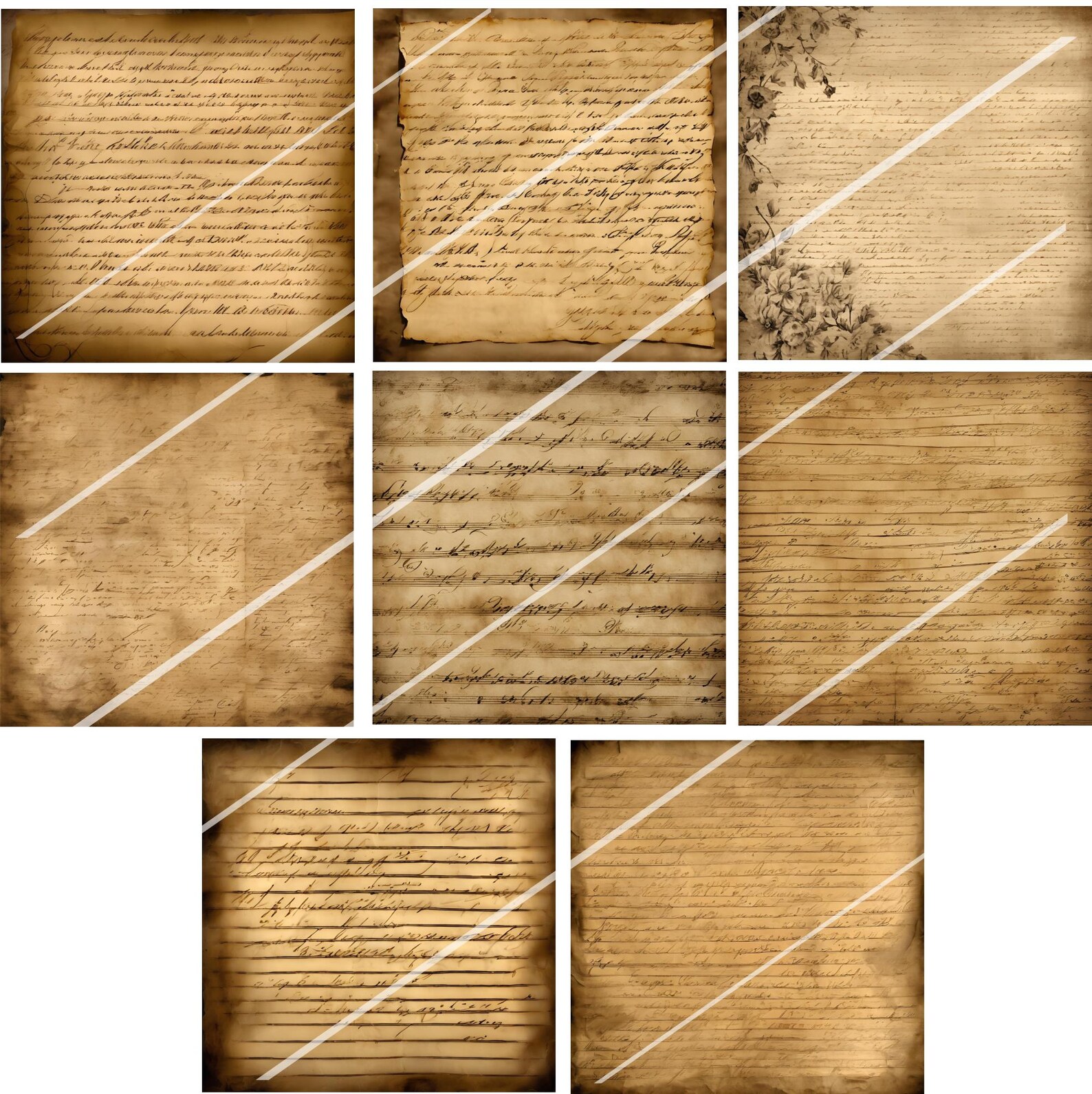 Antique Handwriting Digital Paper | Vintage Script Backgrounds ...