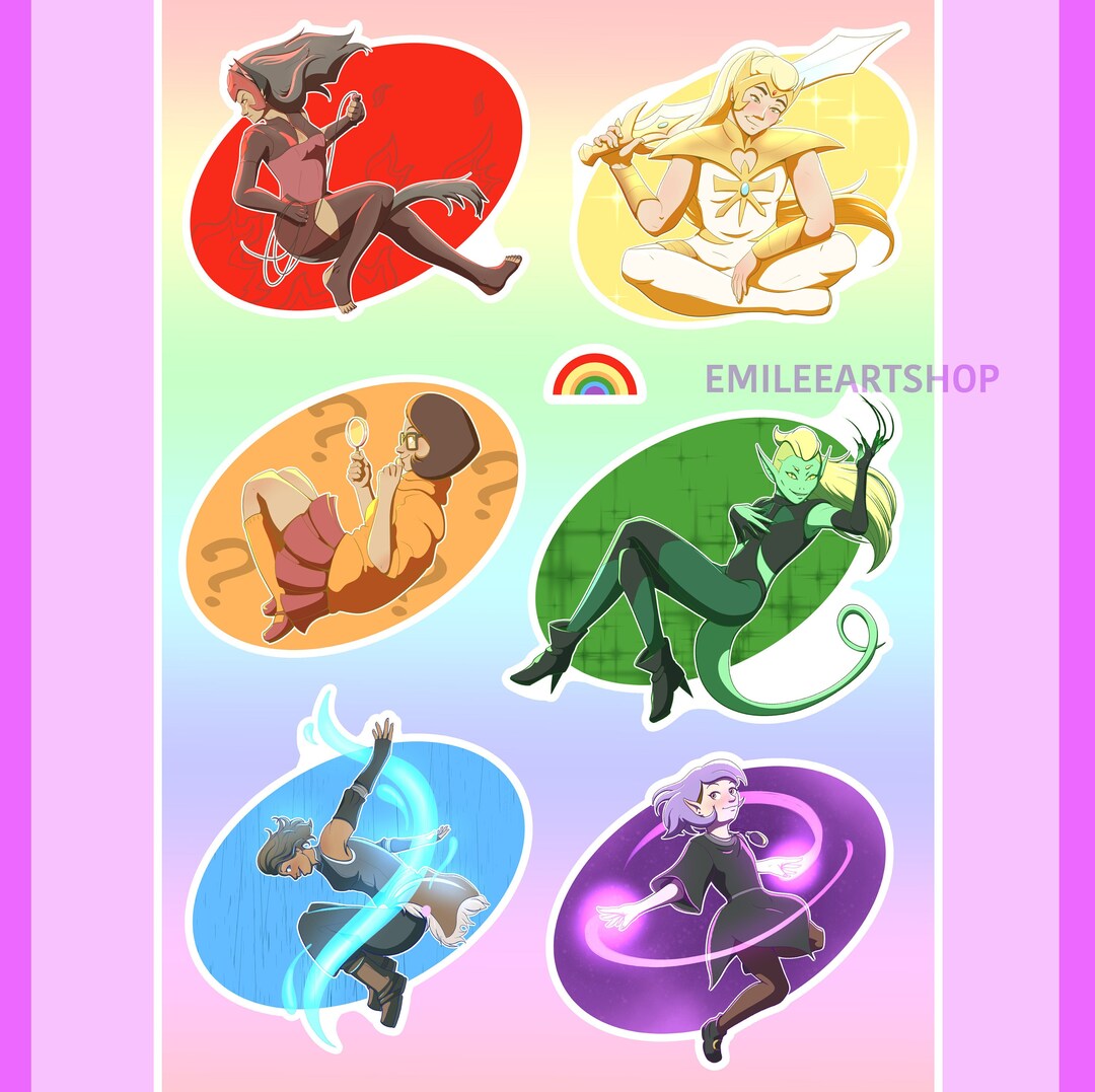 Rainbow Character Kisscut Sticker Sheet | LBGT | A5 | She-ra | Catra ...