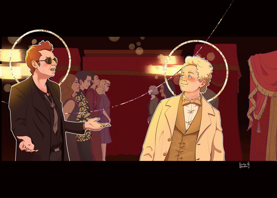 The Dance GO A5 Print | Good Omens Fanart | Crowley Aziraphale - Etsy