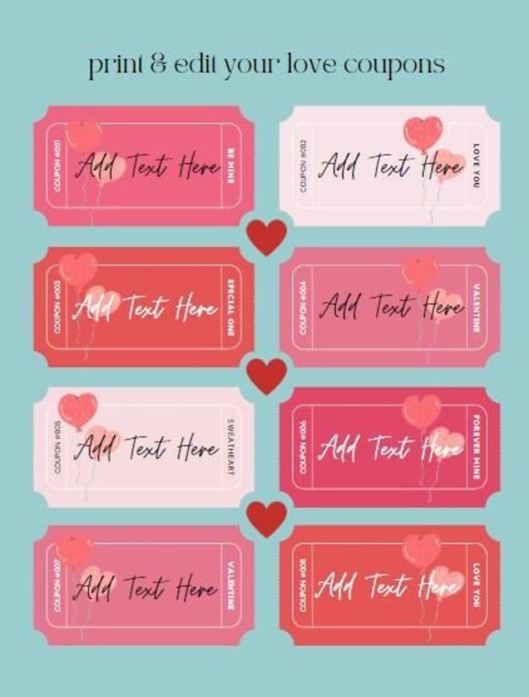 Customizable Love Coupons, Valentines Day Gift, - Etsy