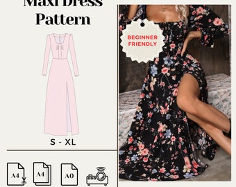 Prom Dress Pattern, Tea Length Dress, Easy Sewing Pattern, A4, A0 ...