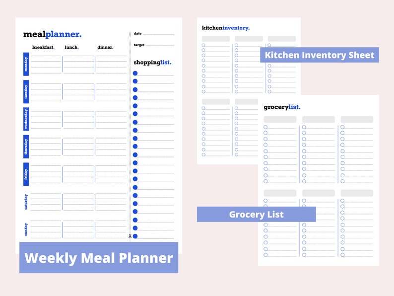 Printable Weekly Meal Planner Food Diary Tracker Food - Etsy