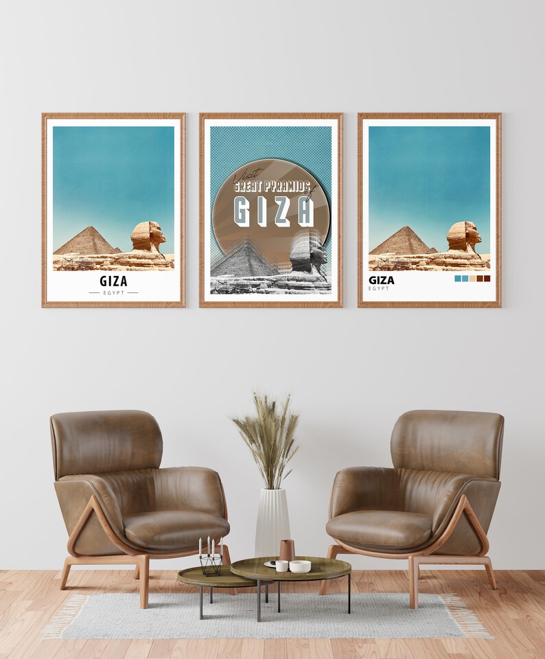 Pyramids of Giza, Egypt | Retro - Art Deco - Digital Prints - Travel ...