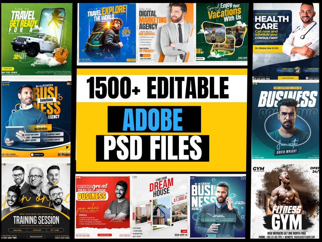 Fully Editable 1500+ Photoshop Templates, Premium Psd Files, Social ...
