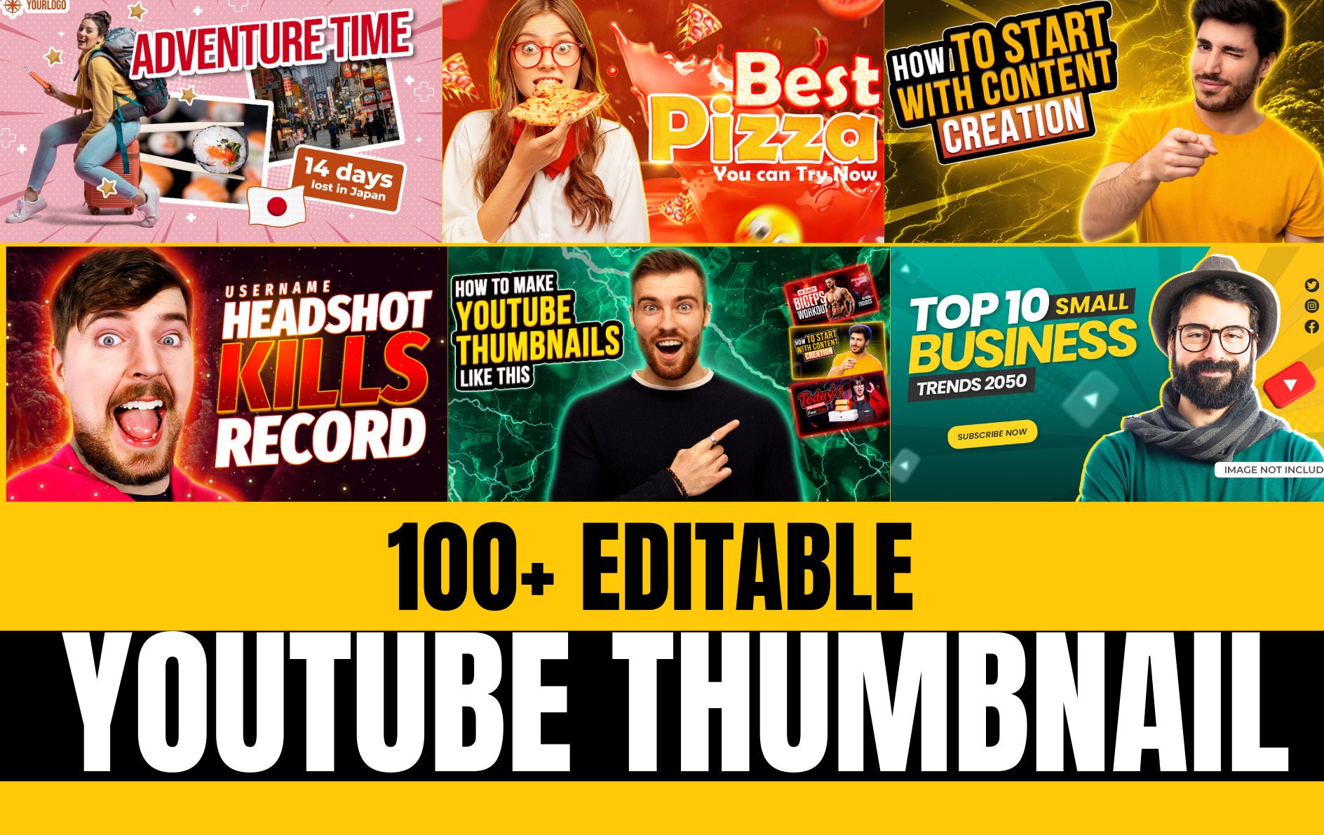 100 Sets Thumbnail Design Template PSD File Template Collection - Etsy