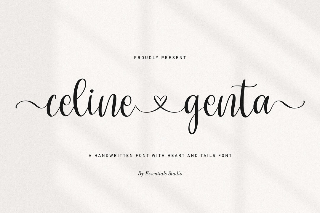 Celine Genta Calligraphy Font: Heart Tails, SVG, Cricut - Etsy