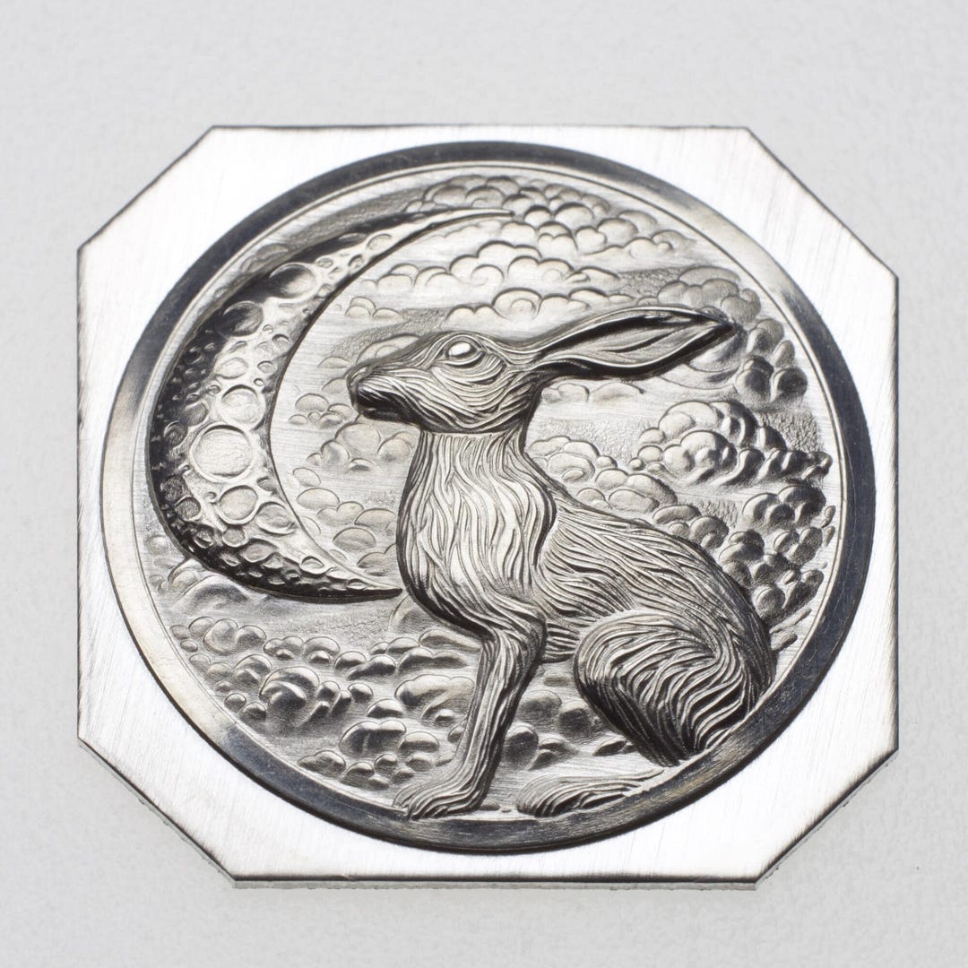 Gemina Large & Small Hare Under Moon Impression Die | Steel Shot Plate ...