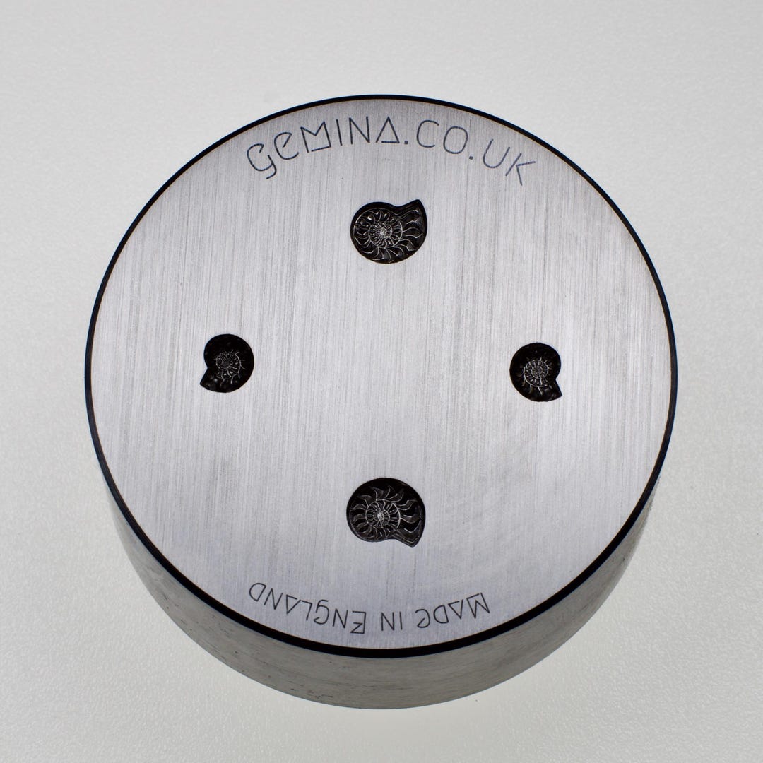 Gemina Mini Mirrored Ammonites Shot Plate | Steel Shot Plate Jewelry ...