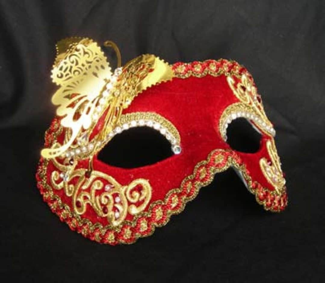 Venice Mask "colombina" With Butterfly for Women - Red, Pink, Gray and ...